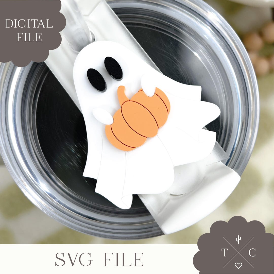 Pumpkin Ghost Stanley Topper SVG File Halloween Topper SVG Digital ...