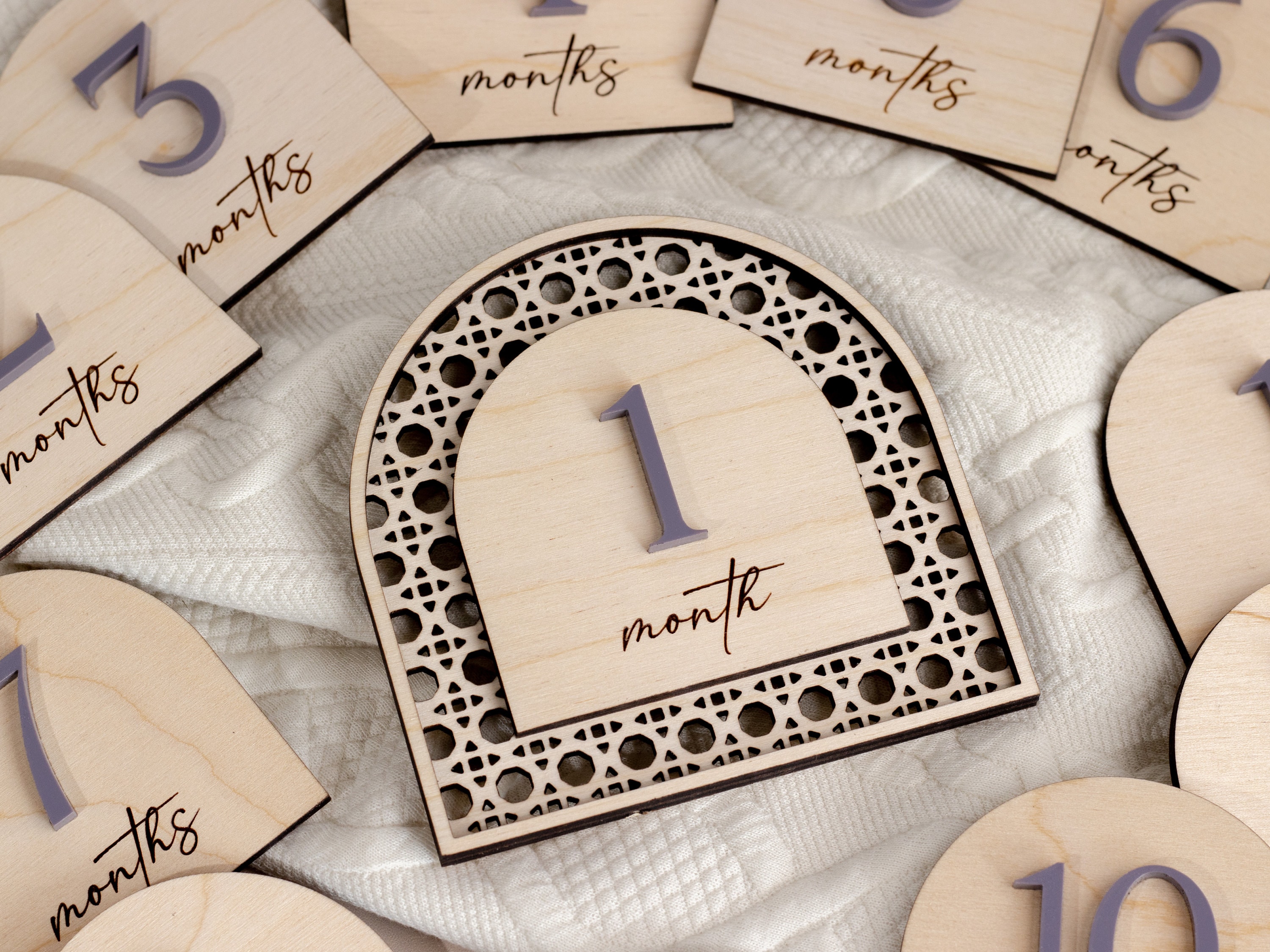 Rattan Monthly Milestone Markers | Milestone Marker | Wood First Year ...