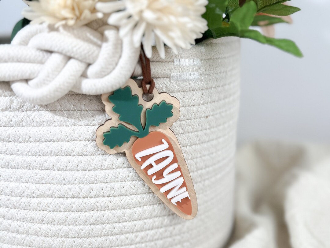 Carrot Easter Basket Tag, Personalized Easter Basket Name Tag, Custom ...