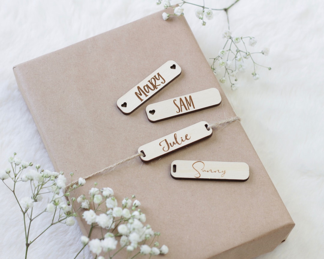 Wooden Gift Tag | Engraved | Custom Tag | Square Corner | Basket Tags ...