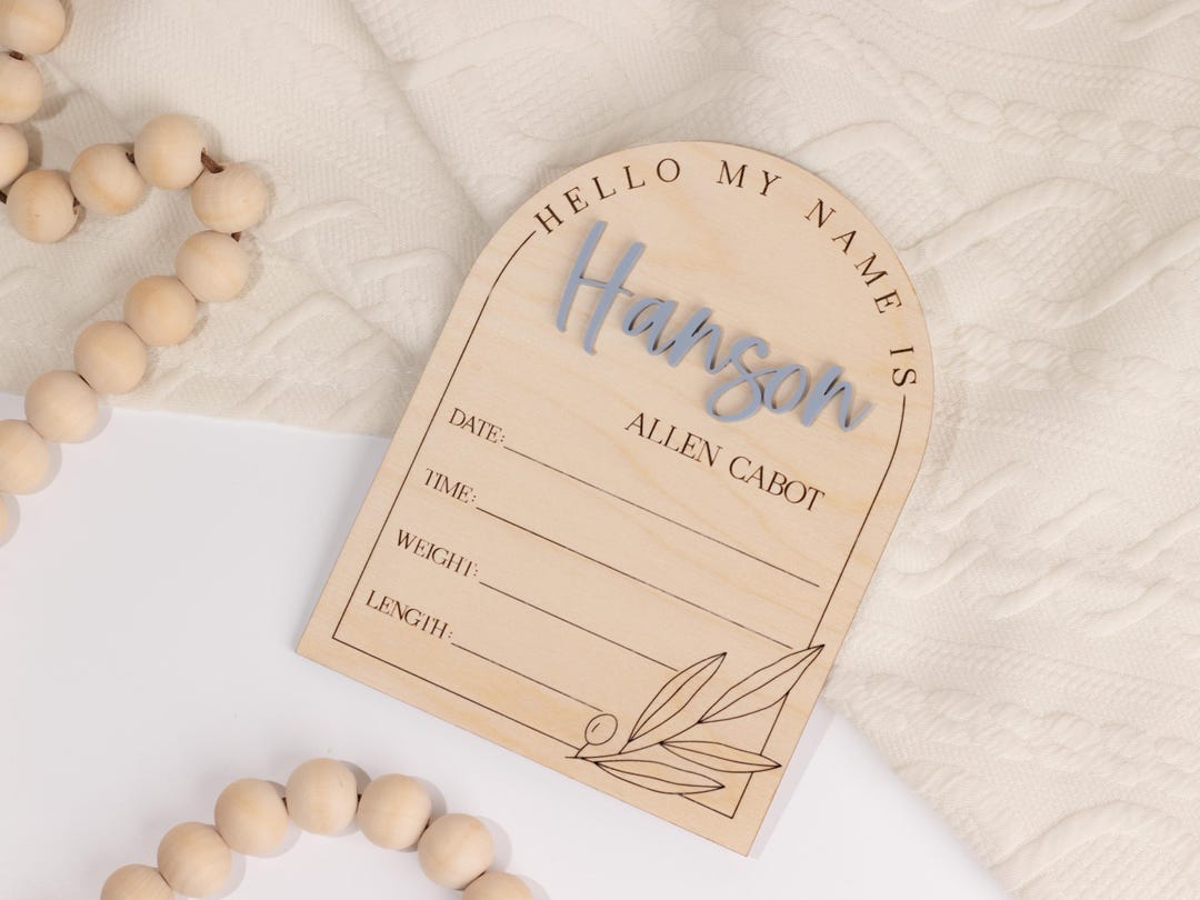 Birth Announcement | Olive Name Sign | Infant Name Tag | Hospital ...