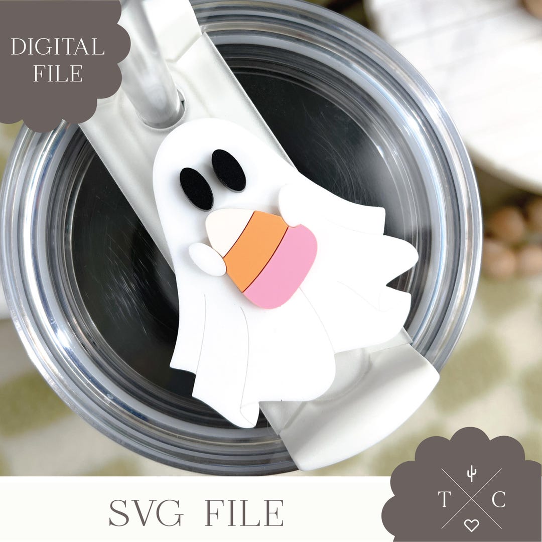 Candycorn Ghost Stanley Topper SVG File Candy Corn Halloween Topper SVG ...