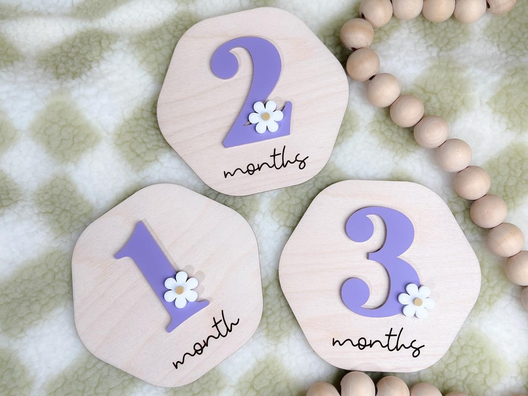 Daisy Monthly Milestone Markers | Milestone Marker | Wood First Year ...