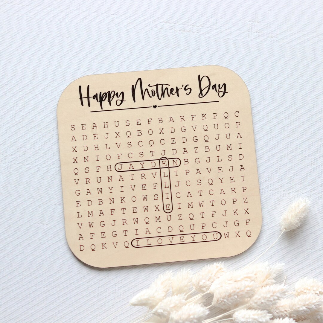 Happy Mother's Day Word Search Mother's Day Gift Mom Mum Personalized ...