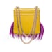 YELLOW Leather Shoulder Bag Yellow Cross Body Bag GISELLE With Purple ...