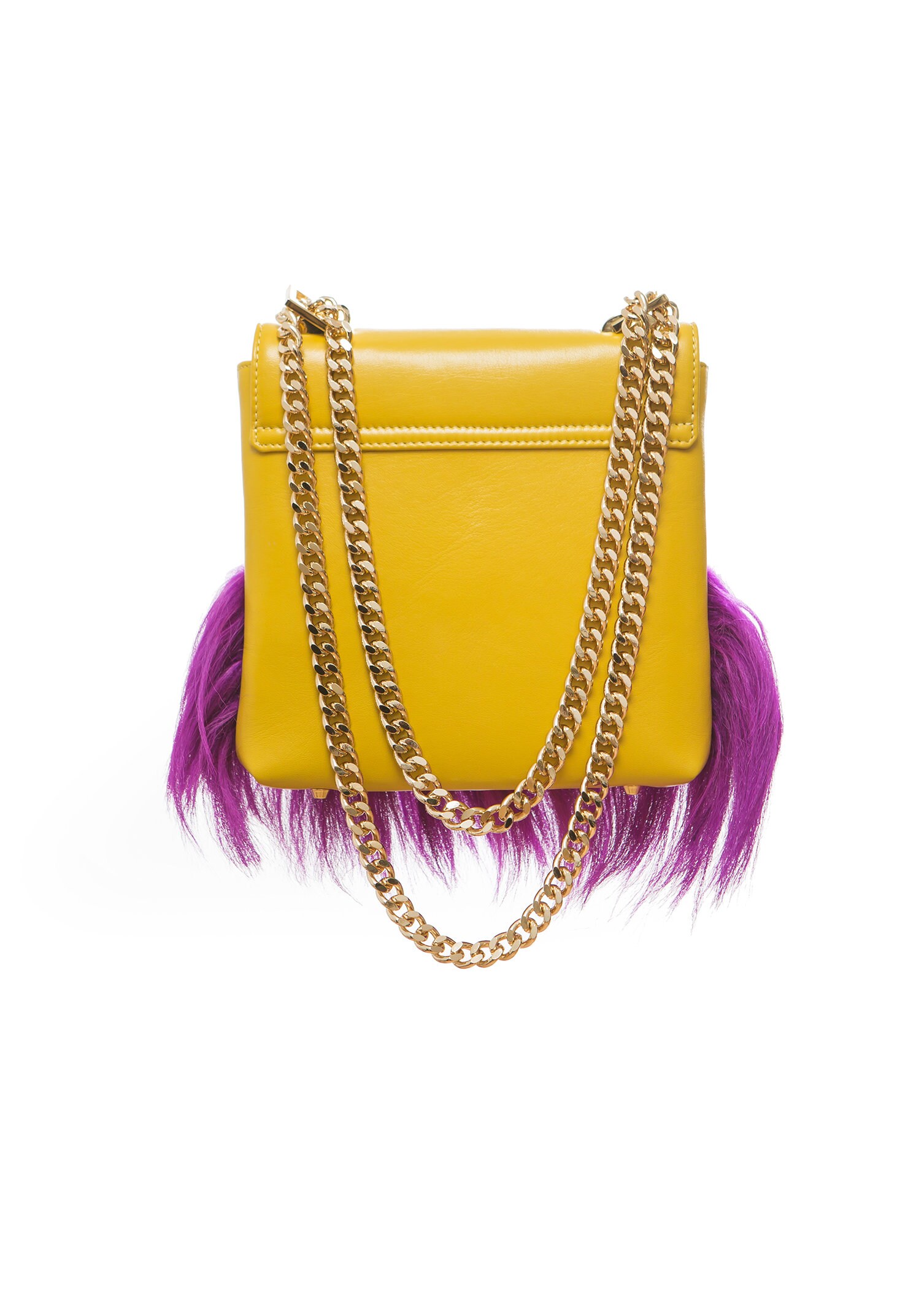 YELLOW Leather Shoulder Bag Yellow Cross Body Bag GISELLE With Purple ...