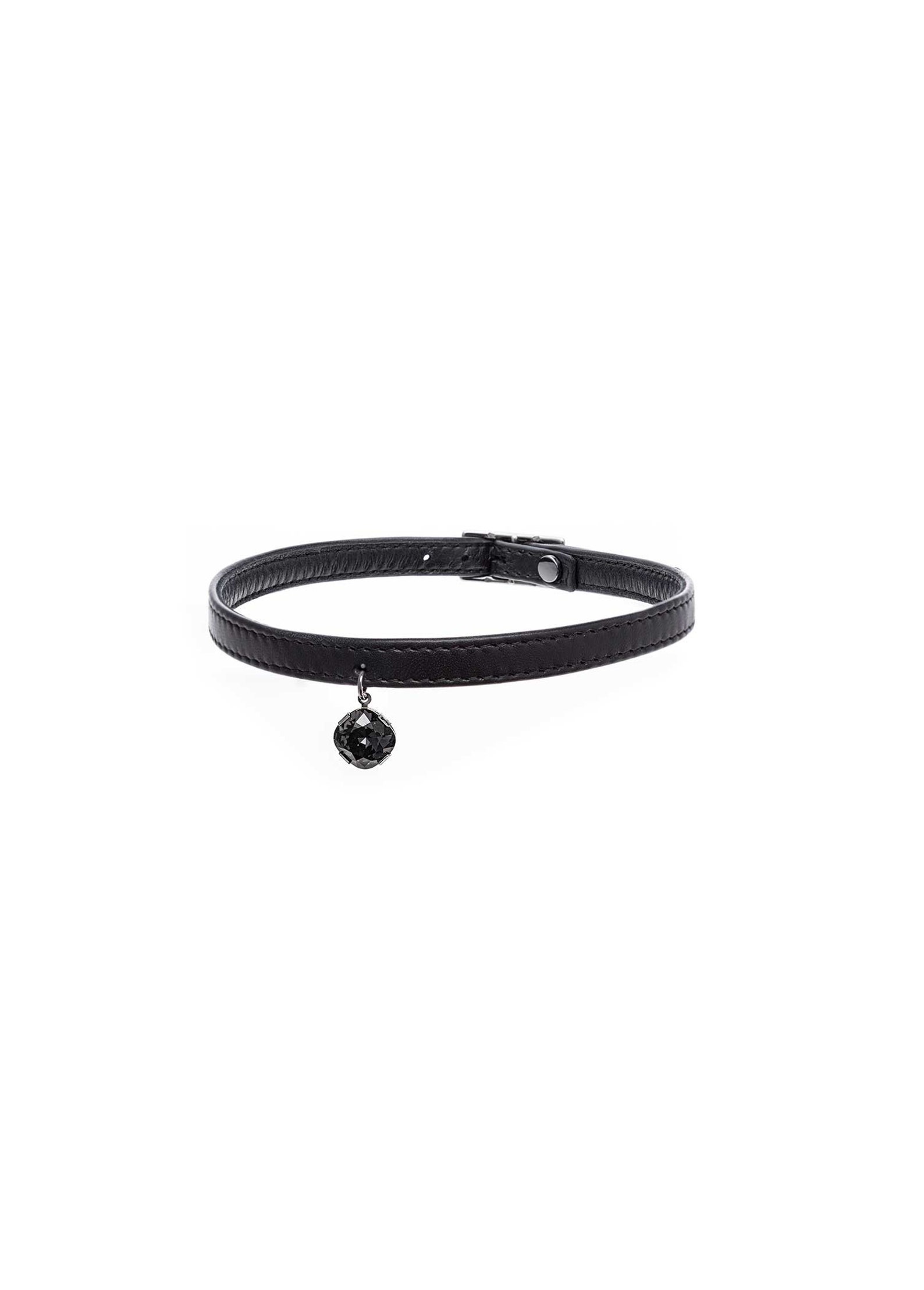 PINK LEATHER Choker SWAROVKI Crystal Choker Handmade Leather Necklace ...