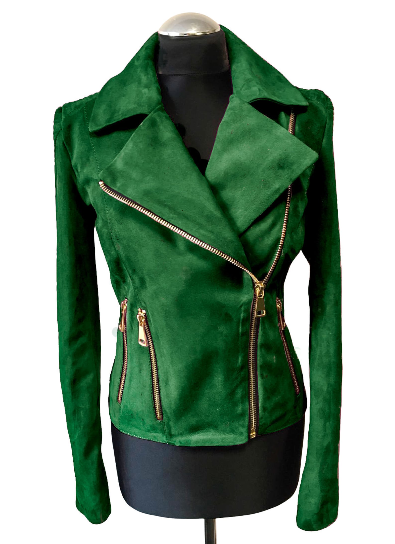 EMERALD Suede JACKET Biker Style Jacket Velour Leather Jacket Soft ...