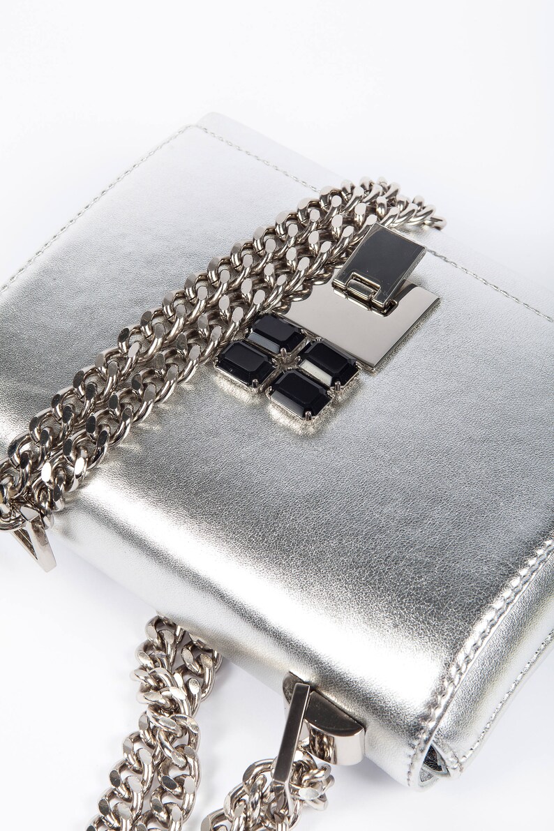 SILVER Leather Bag Silver Shoulder Bag Handmade Cross Body Bag - Etsy