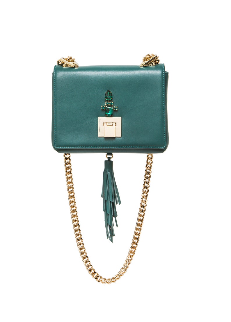 Emerald Green Leather Bag Green Shoulder Bag Custom Made Bag PARIS With ...