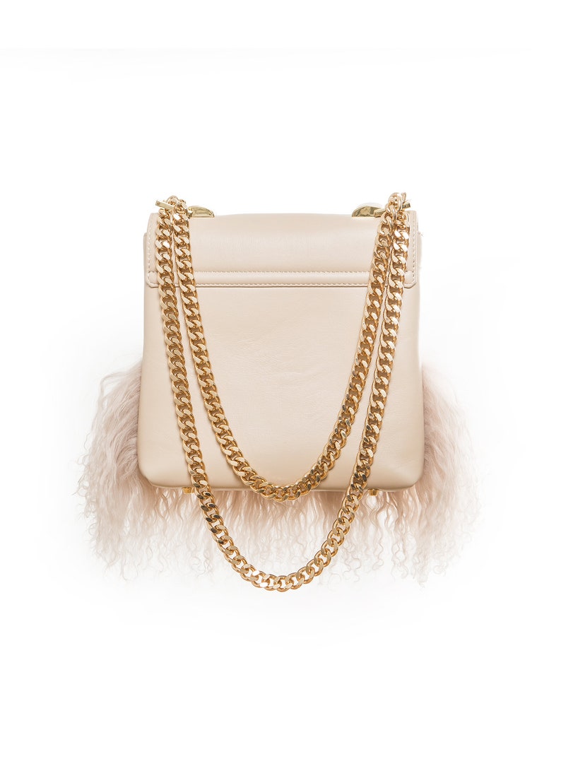 BEIGE Leather Bag Sand Color Shoulder Bag CHARLOTTE With Genuine Lama ...