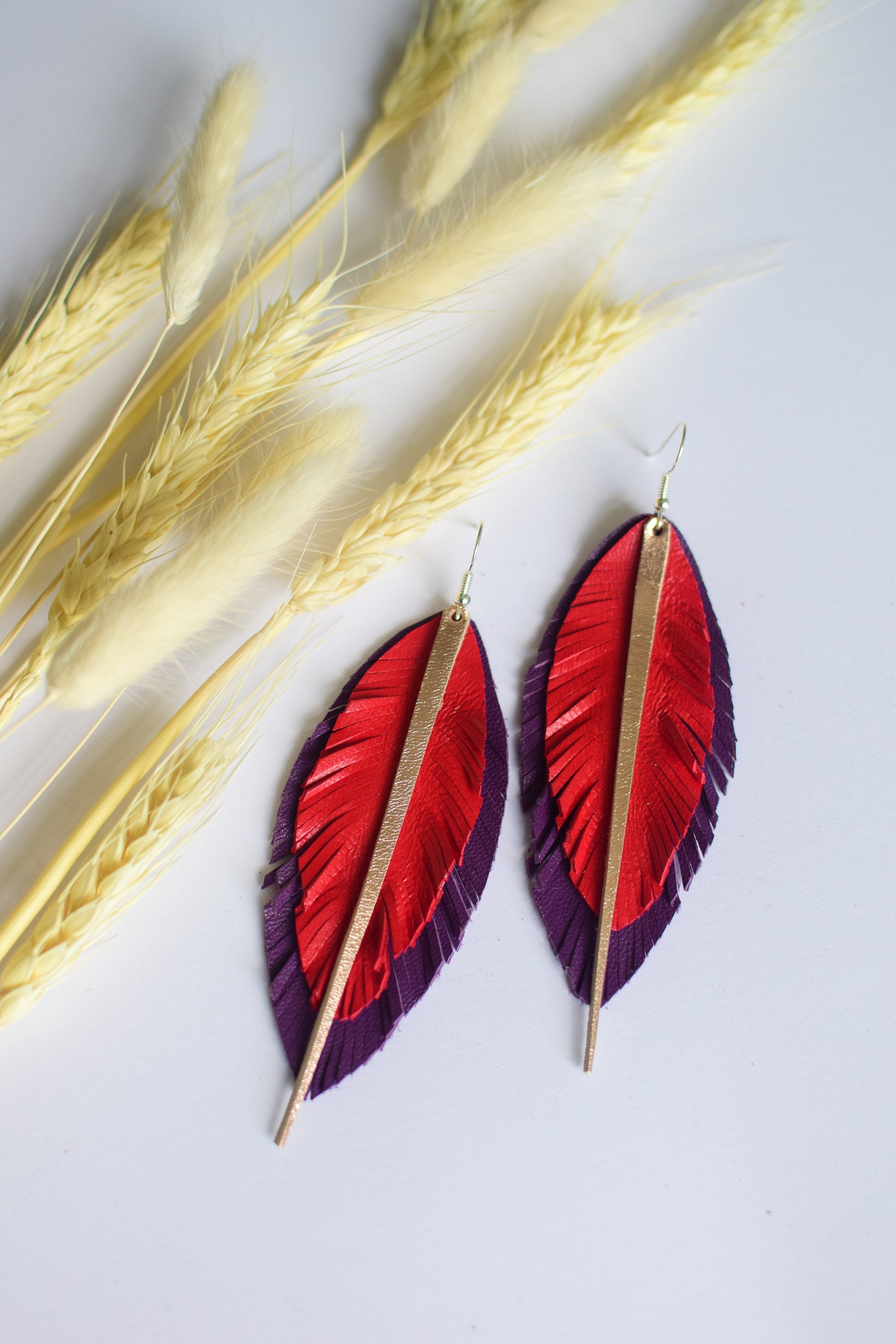 LEAF Earrings Handmade Leather Earrings Genuine Leather Drop Earrings ...