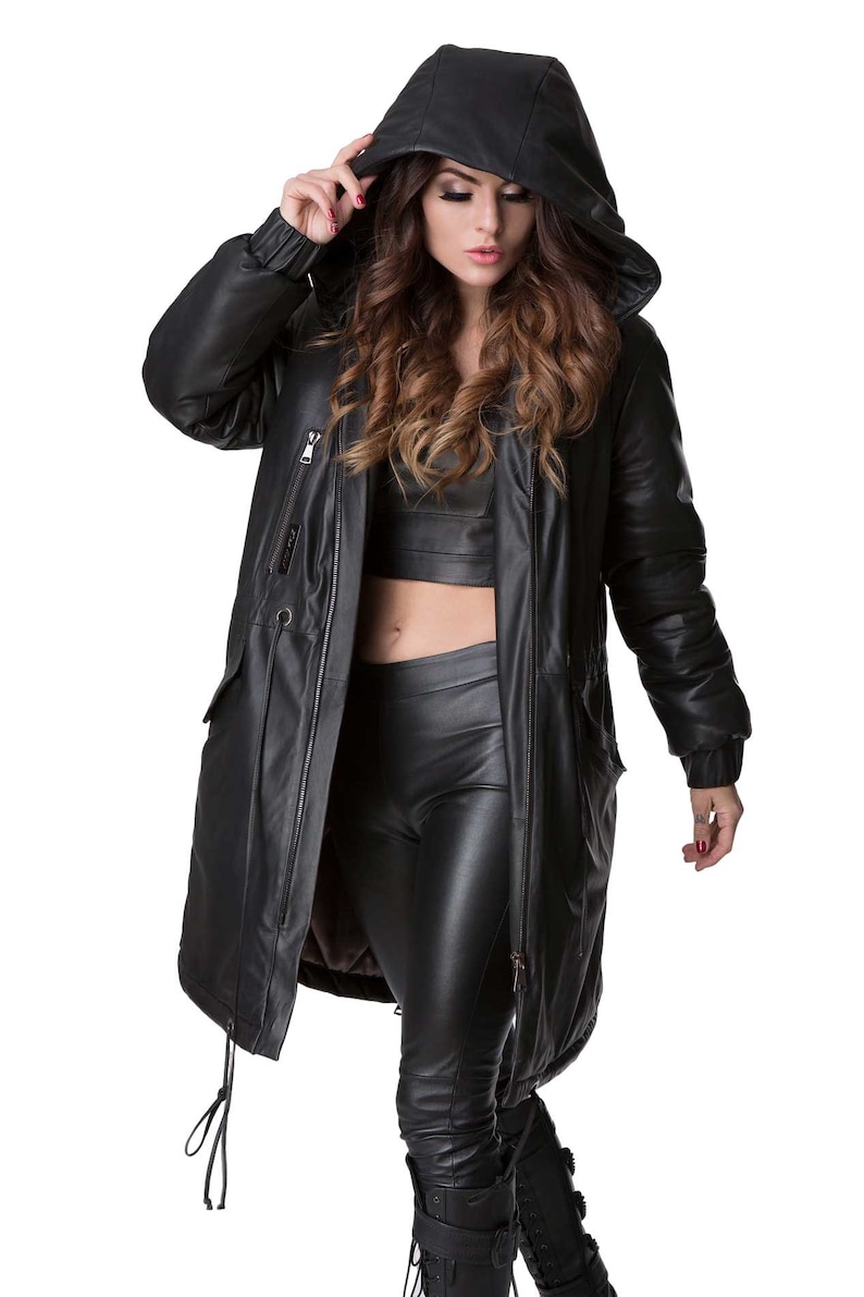 Custom Made Leather PARKA Leather Coat Winter Leather Coat Paded ...