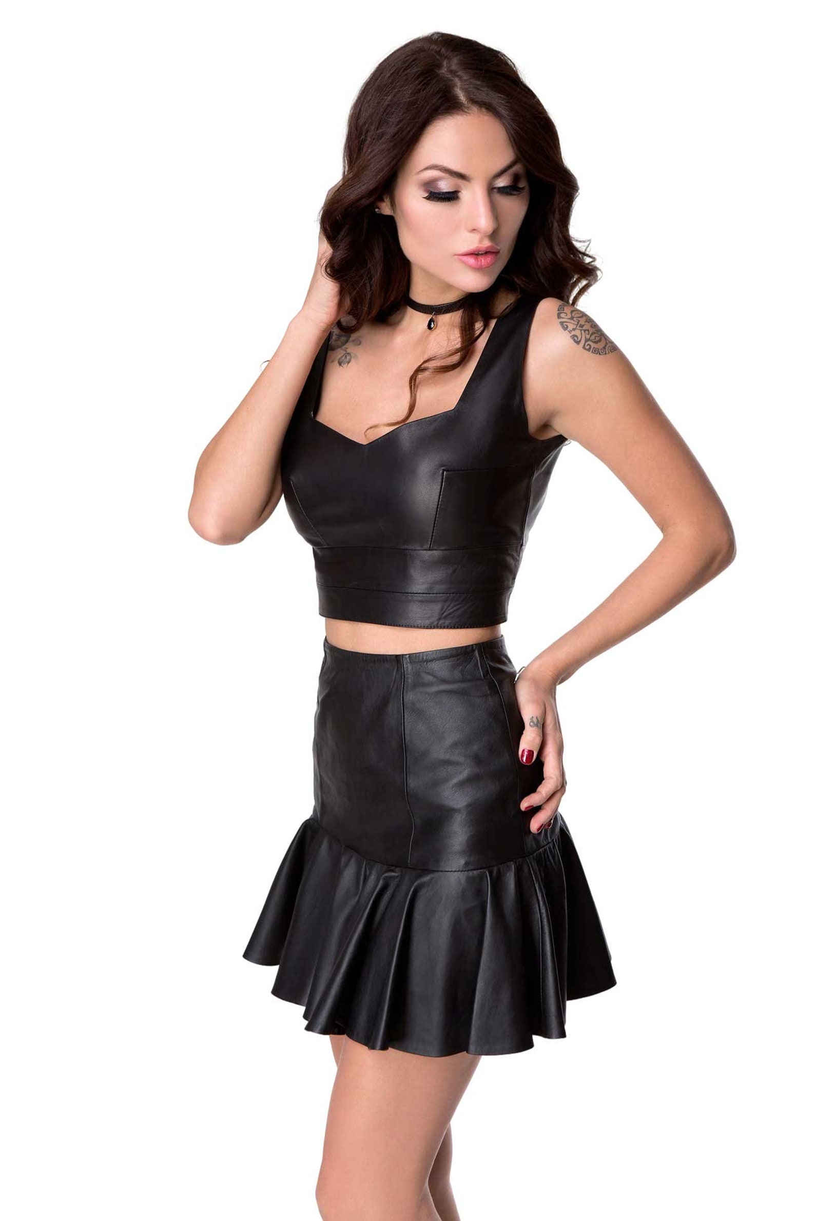 Leather CROP TOP Genuine Leather Crop Top Real Leather Custom | Etsy