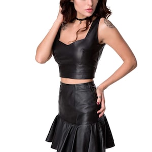 Leather CROP TOP Genuine Leather Crop Top Real Leather Custom Made Top ...