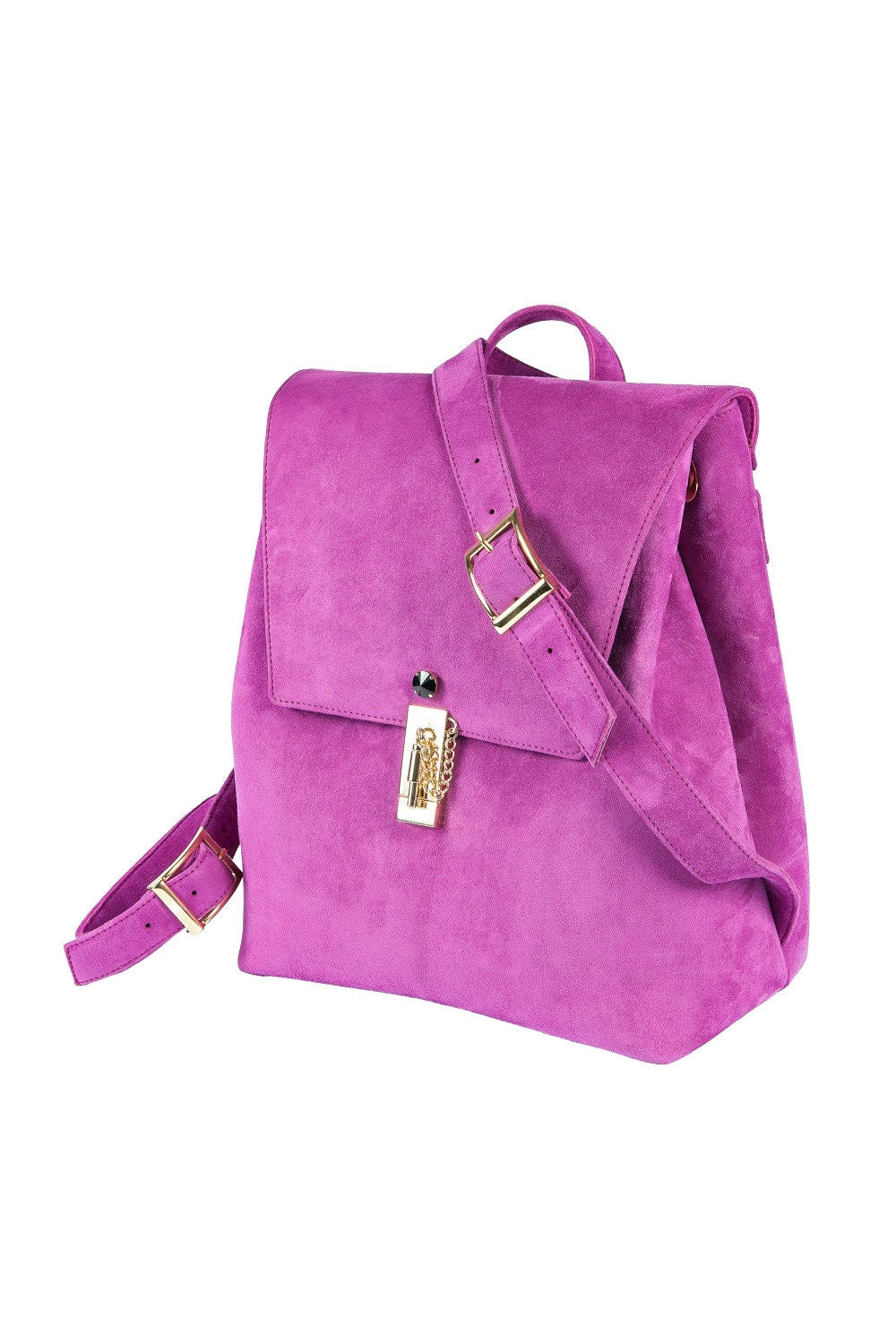 PURPLE Suede Leather Backpack Laptop Backpack Custom Made Leather Bag ...