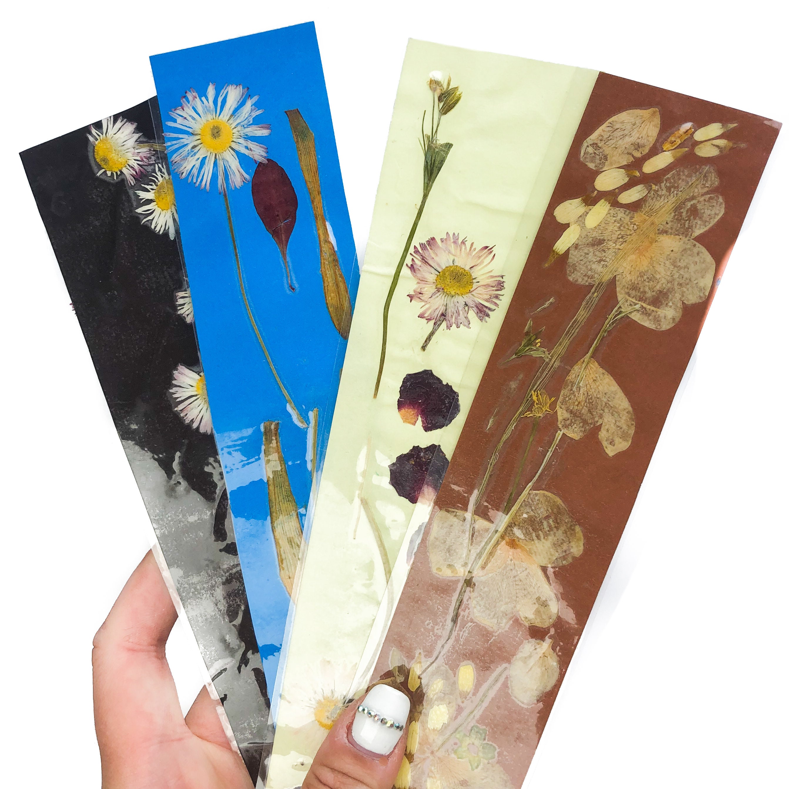Surprise Mix of PRESSED FLOWER BOOKMARKS // Set of Four // | Etsy