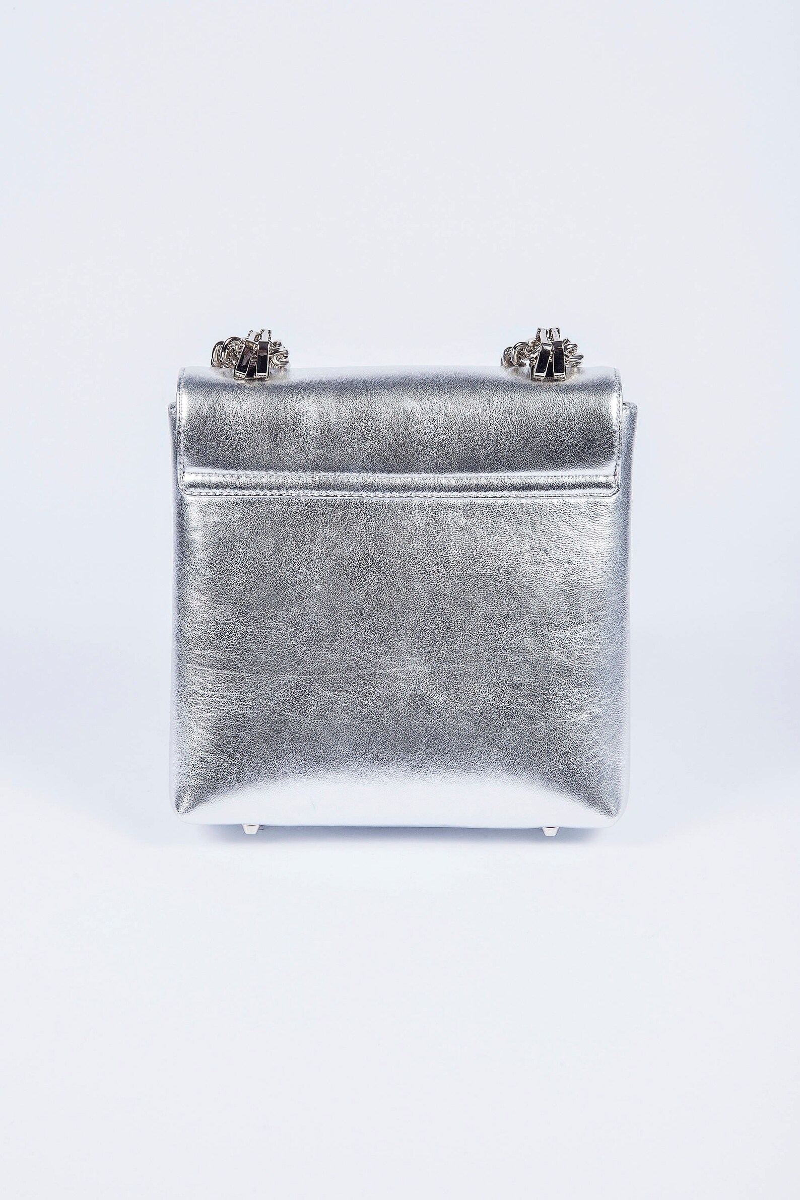 Silver Leather Bag W/silver Chain and Swarovski Crystals Silver ...