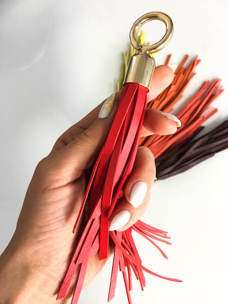 BRIGHT Color Tassel Key Chains Yellow Leather Fatal Red - Etsy