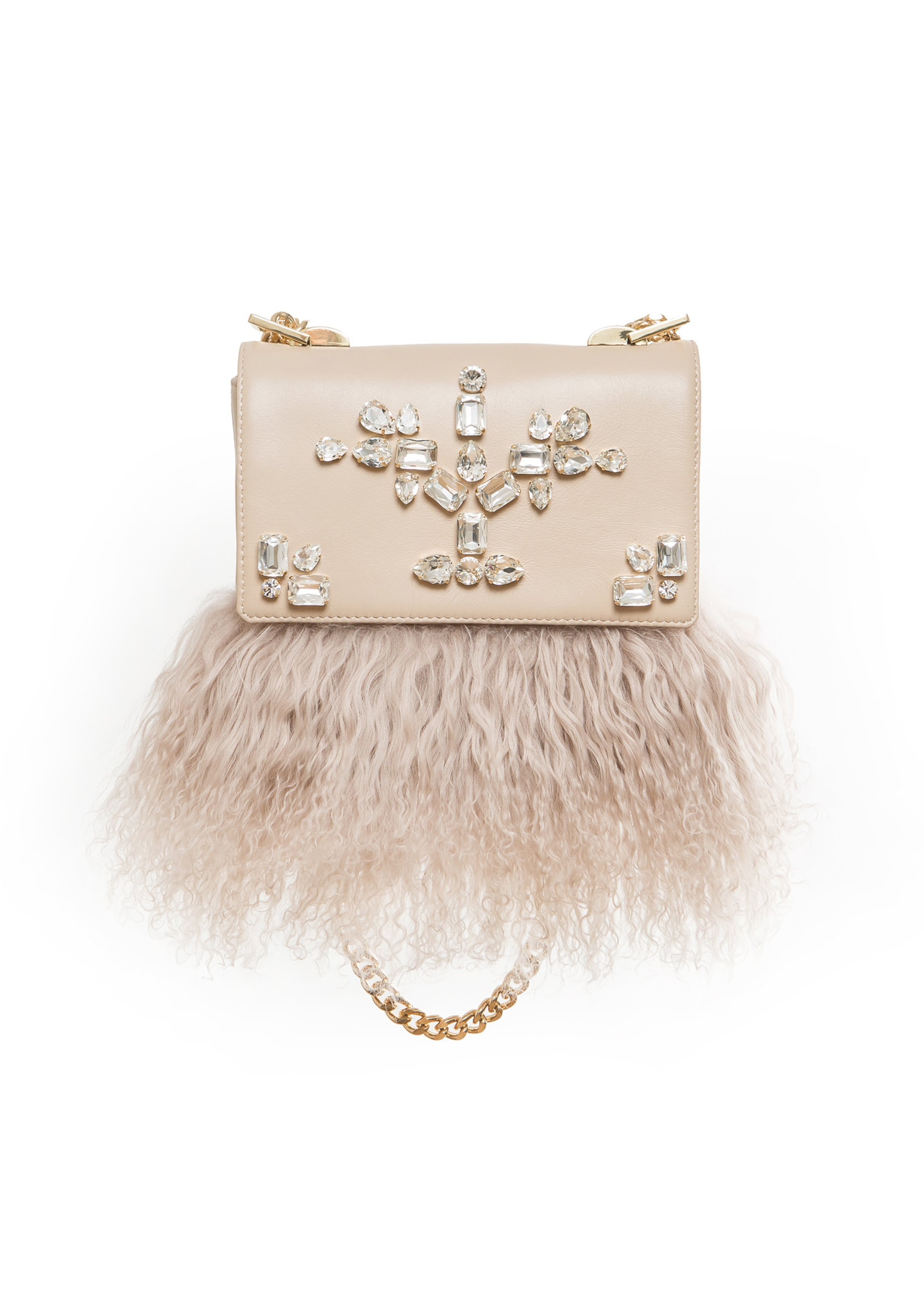 BEIGE Leather Bag Sand Color Shoulder Bag CHARLOTTE With Genuine Lama ...