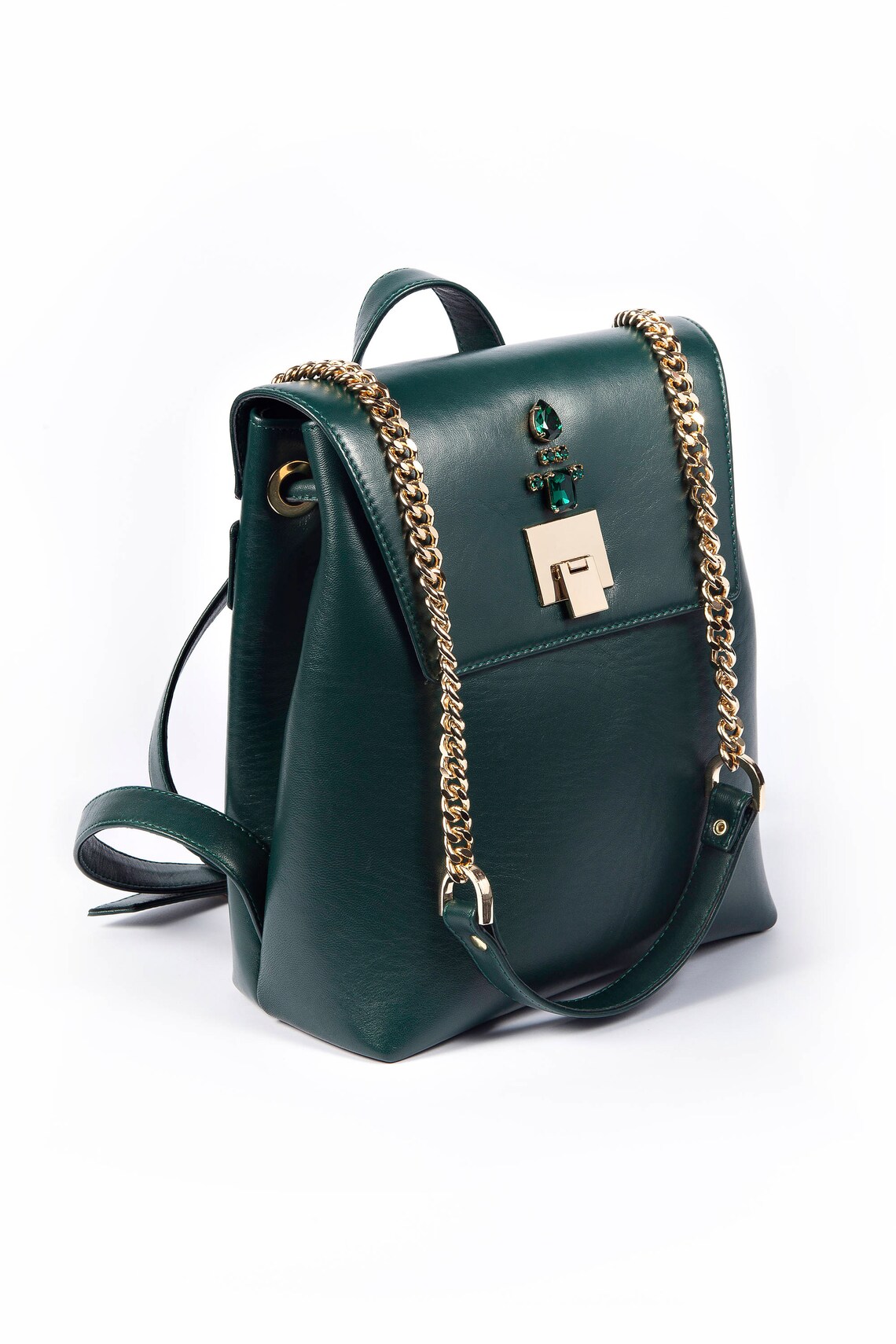 GREEN Leather Backpack Laptop Backpack Custom Made Leather Bag | Etsy