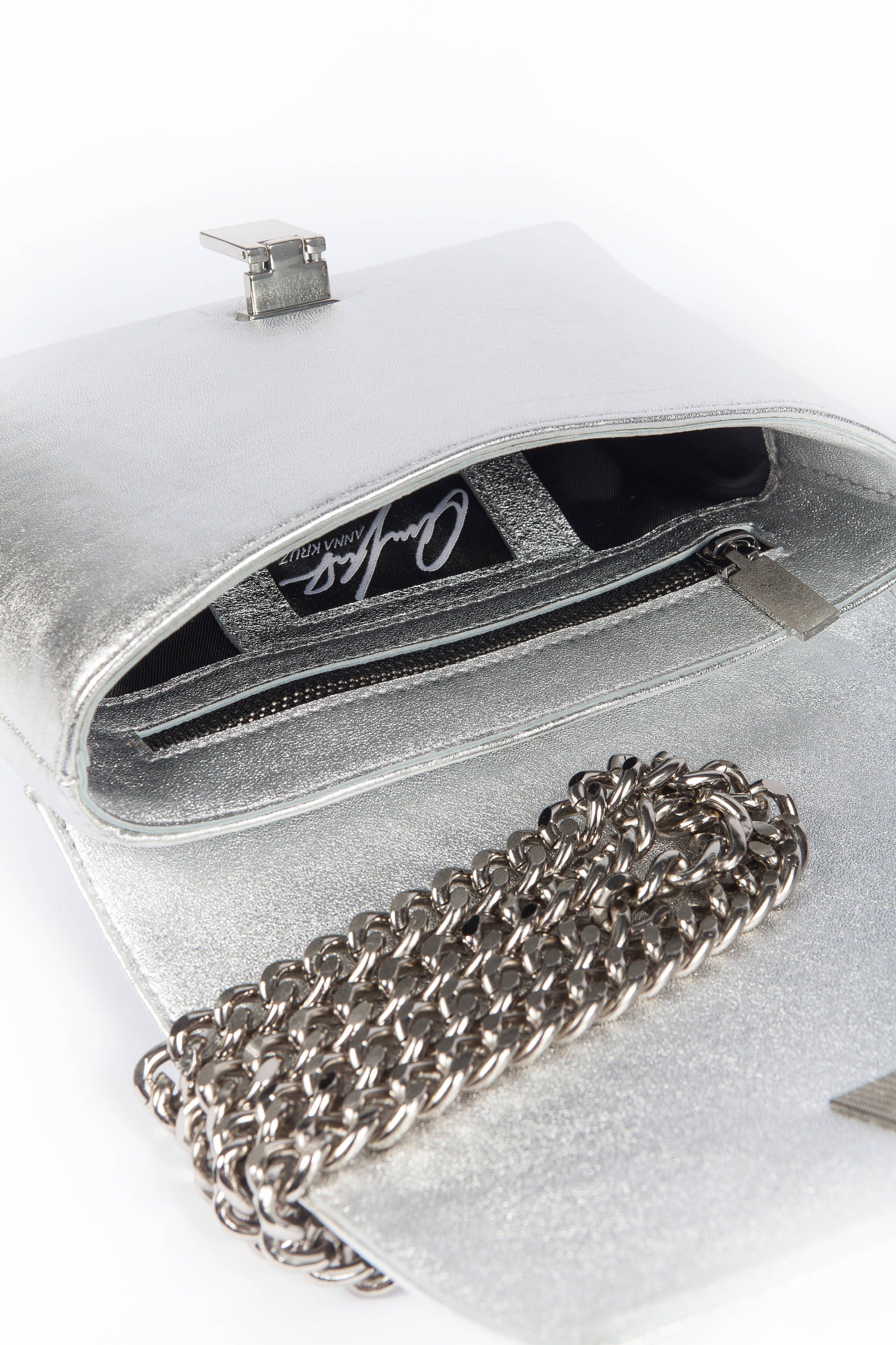 SILVER Leather Bag Silver Shoulder Bag Handmade Cross Body Bag MIA With ...