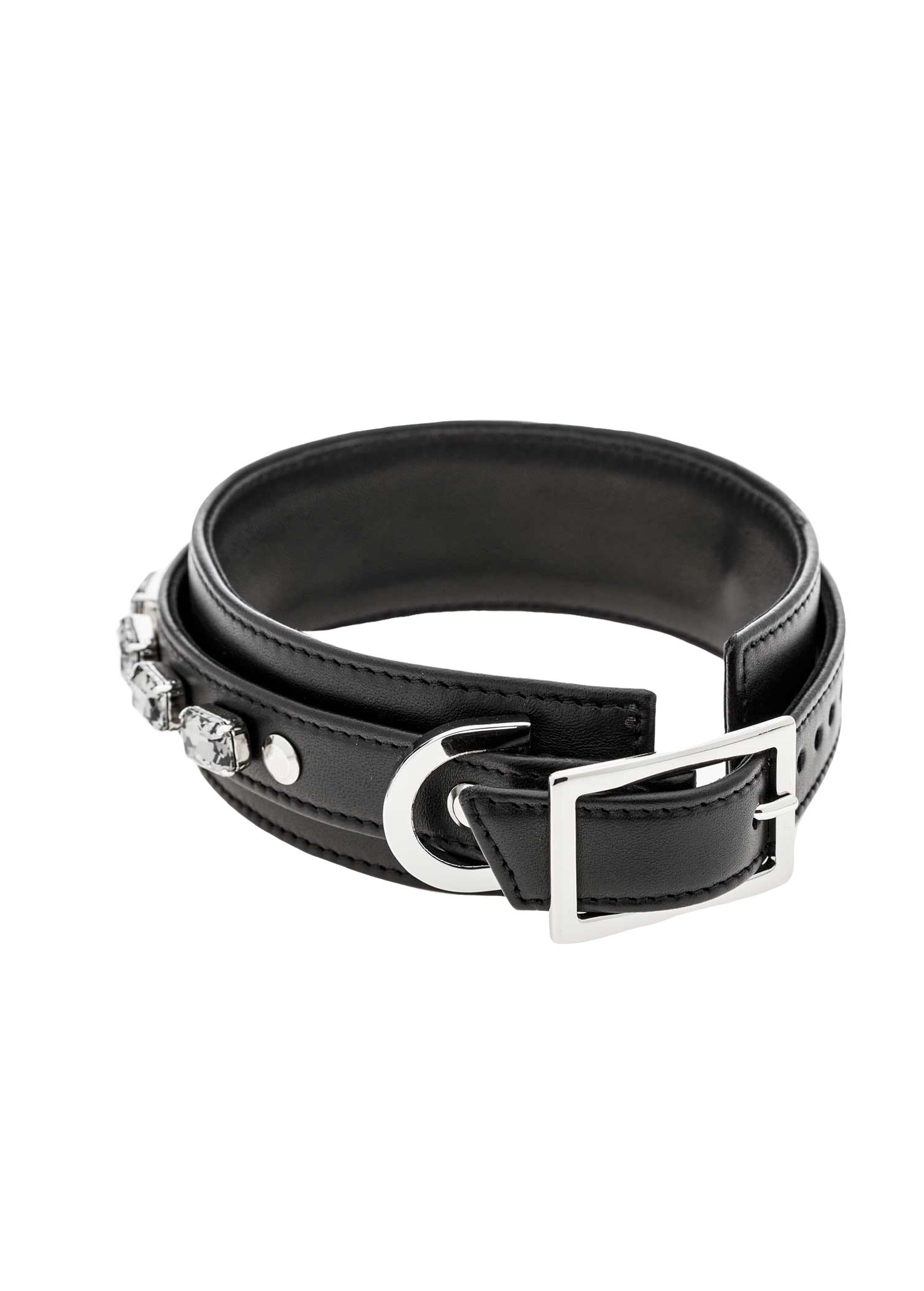 Premium CHOKER Swarovski Crystal BDSM Delux Accessories Real Leather ...