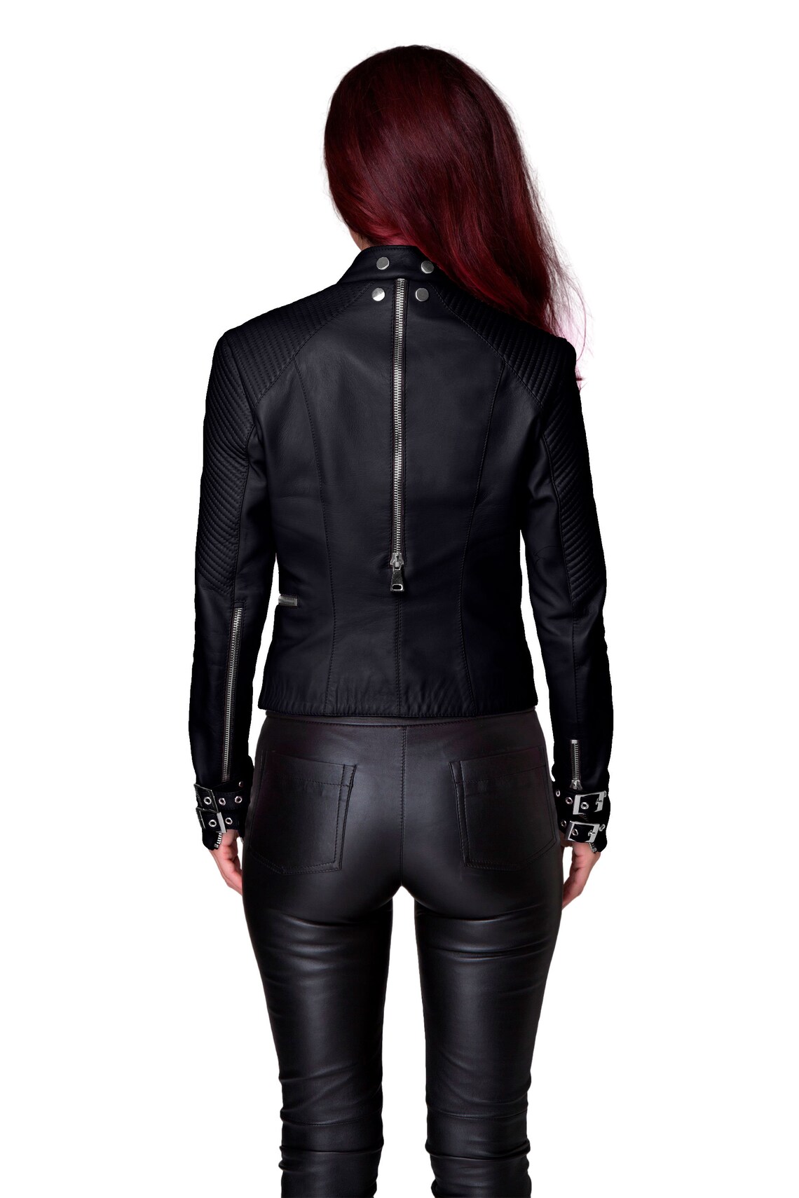 Biker LEATHER Jacket Foer Women Custom Made Leather Jacket Black ...