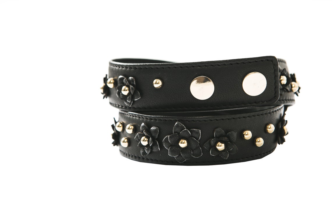 FLORAL BELT Leather Belt With Handmade Flowers Genuine Leather - Etsy