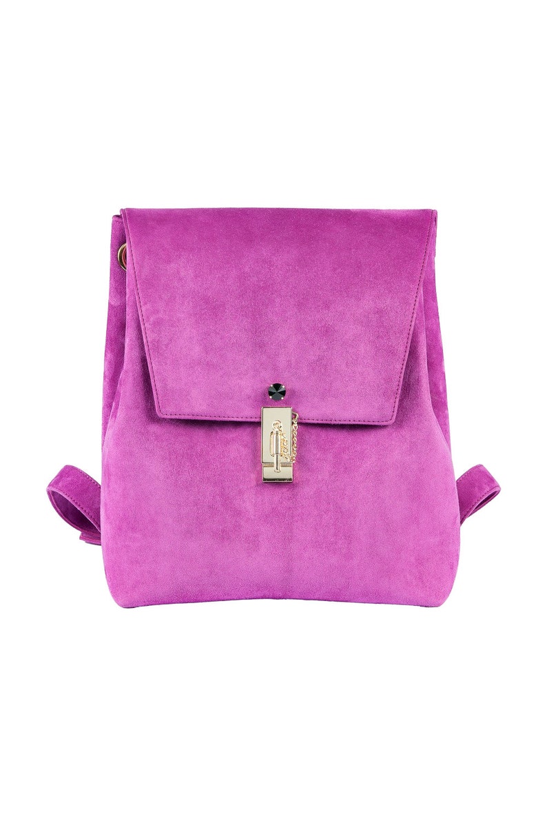 PURPLE Suede Leather Backpack Laptop Backpack Custom Made Leather Bag ...