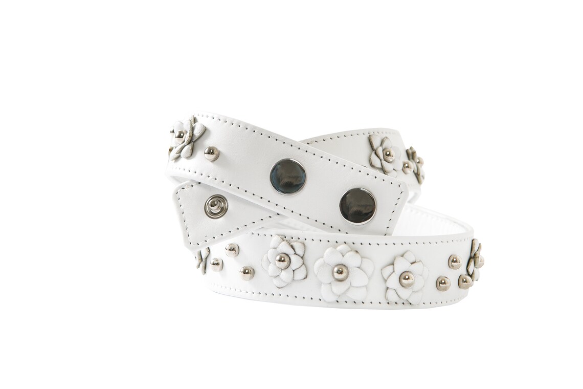 FLORAL BELT Leather Belt With Handmade Flowers Genuine Leather - Etsy