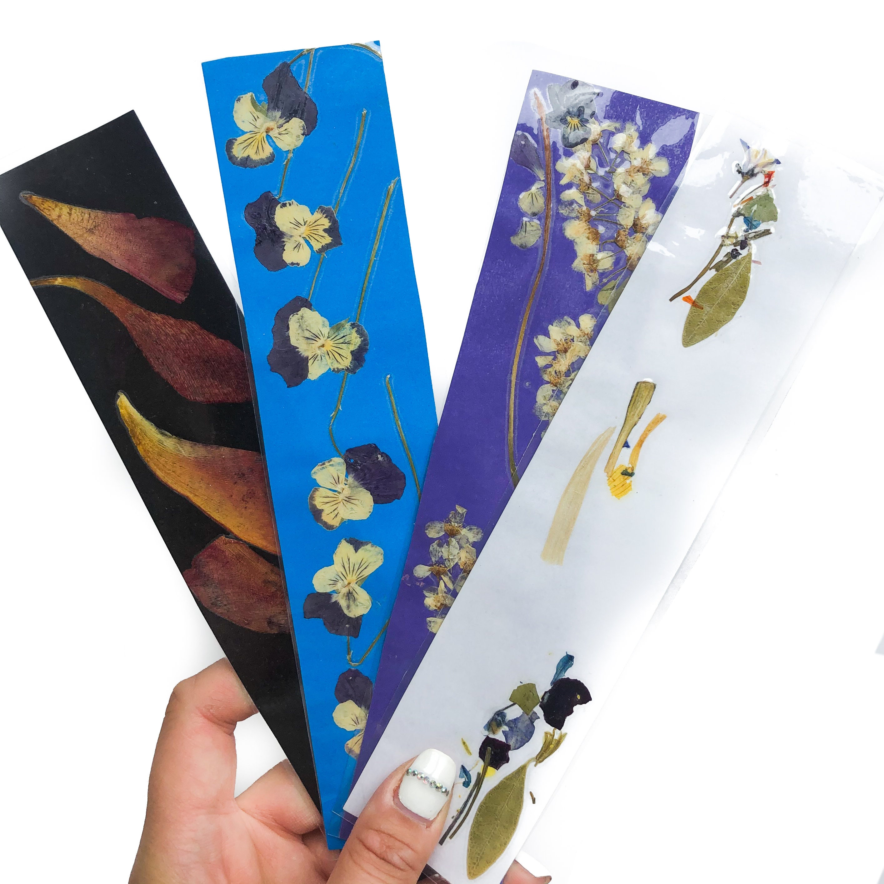 Surprise Mix of PRESSED FLOWER BOOKMARKS // Set of Four // | Etsy