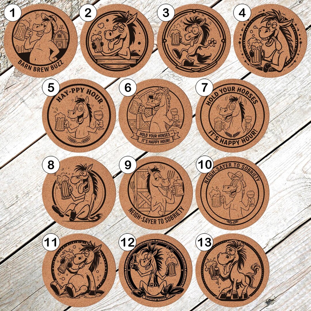 Tipsy Horse Coasters – Cork Drink Coasters – Funny Farm Gift - Etsy