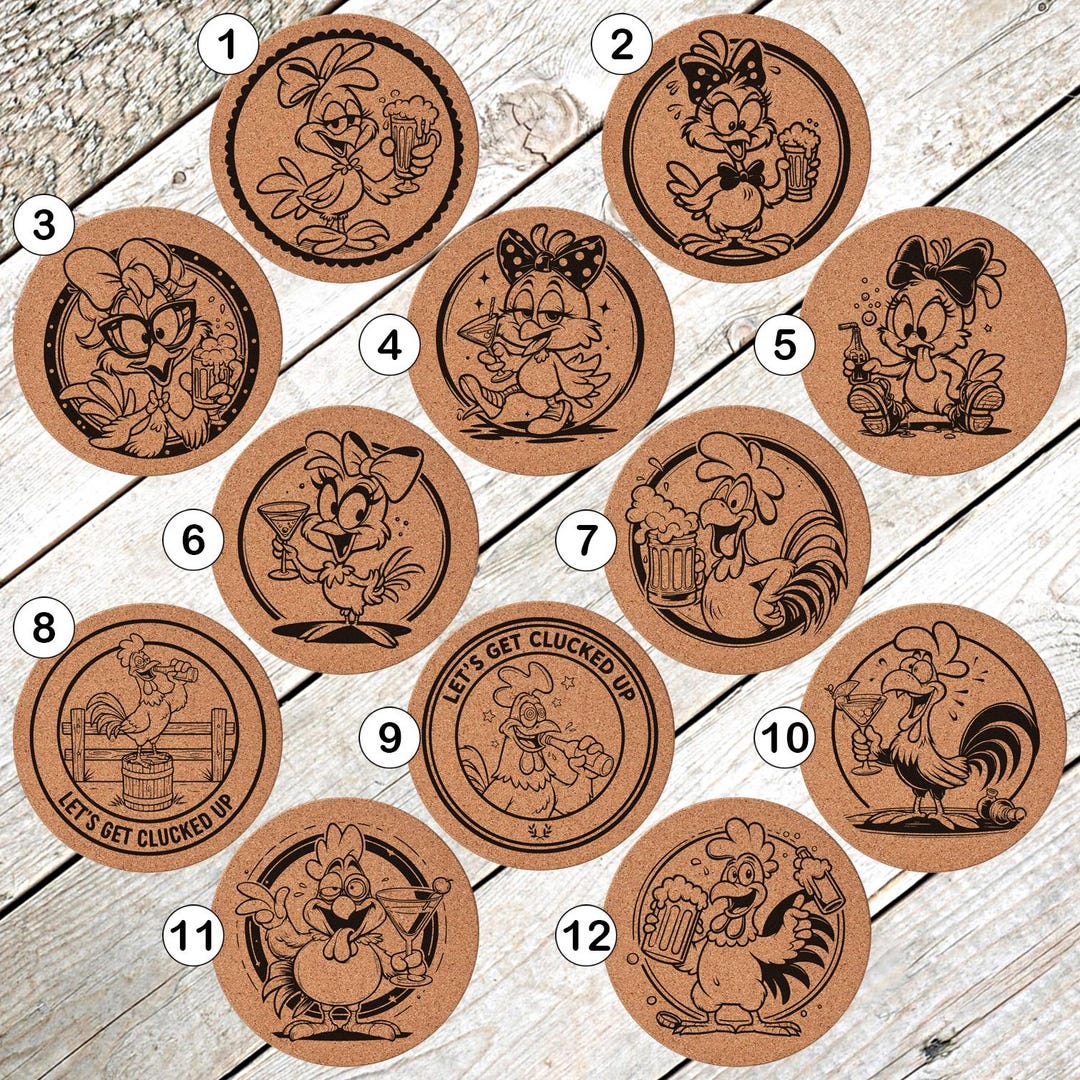 Tipsy Rooster/chick Coasters – Cork Drink Coasters – Funny Farm Gift - Etsy