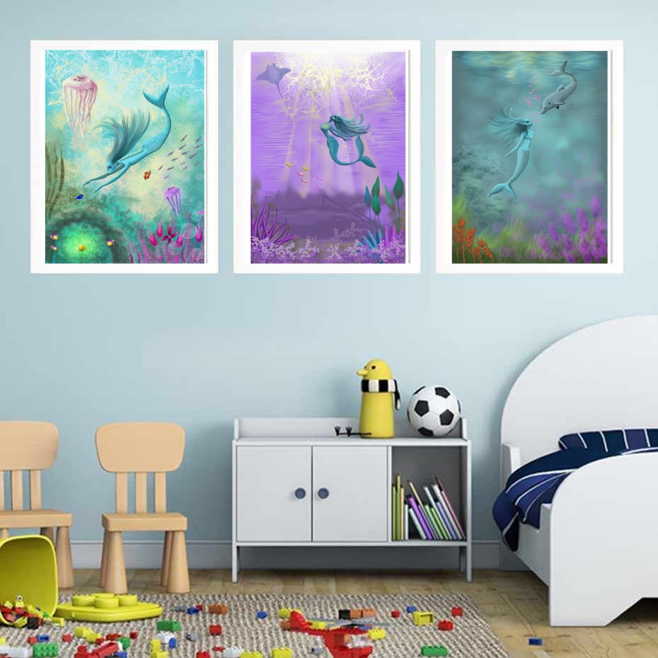 Ondine, fleur de mer, A3, vie marine, peinture animale, peinture sur ...