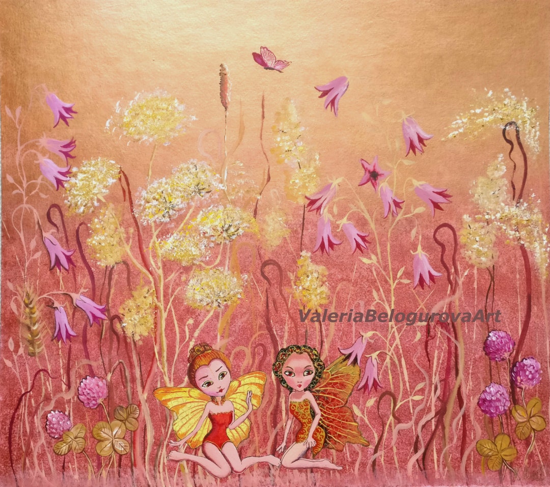 Flower Elves, Elven Meadow, Pixy, Cartoon Painting, Fairies With Wings ...