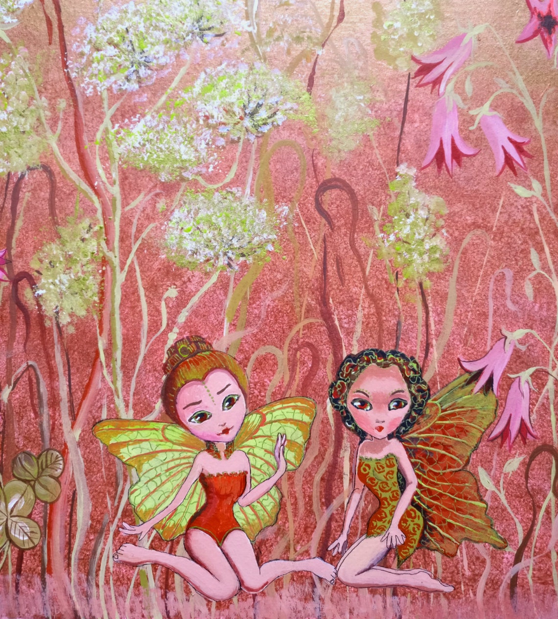 Flower Elves Elven Meadow Pixy Cartoon Painting Fairies - Etsy