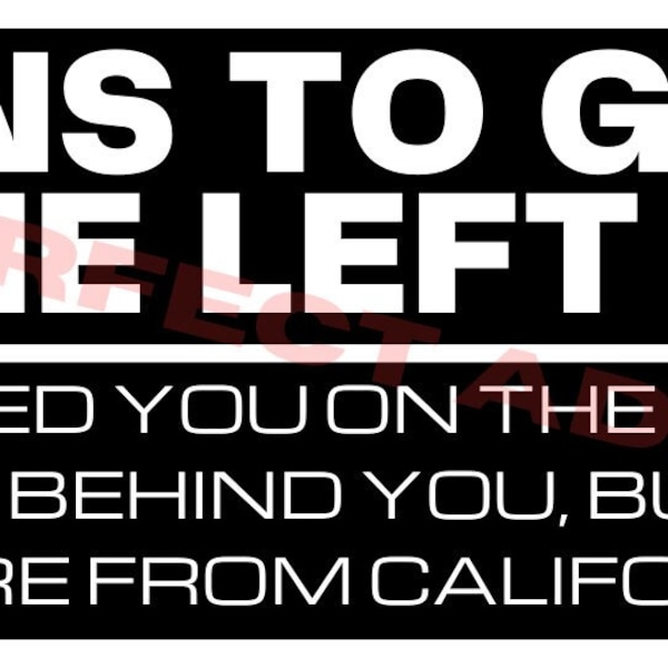 Left Lane Bumper Sticker - Etsy