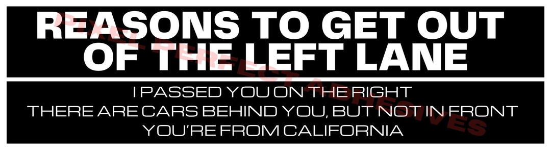 Left Lane Bumper Sticker - Etsy