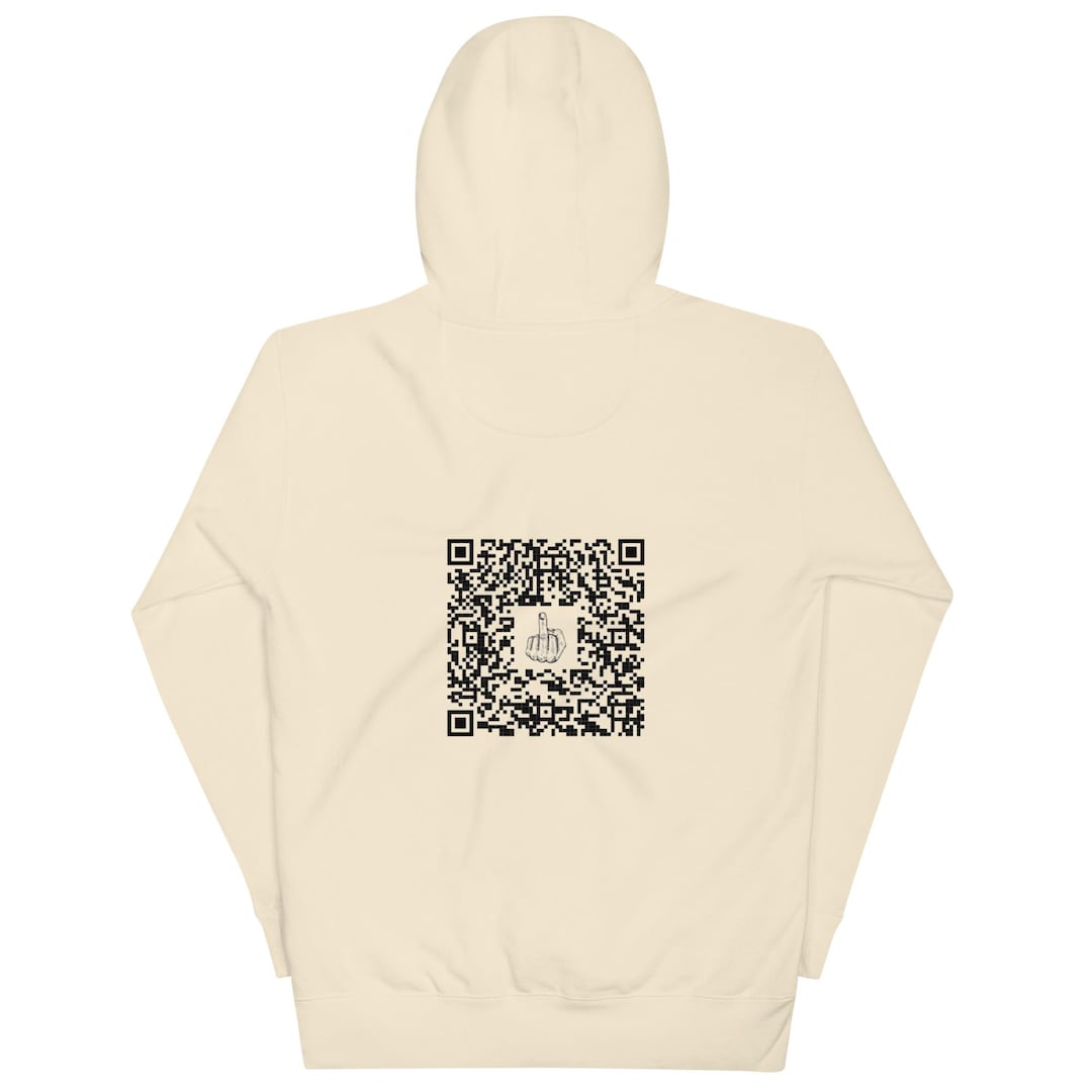 QR Code Hoodie With Middle Finger Image on Back - Middle Finger Image ...