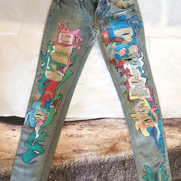 Abstract Jeans - Etsy