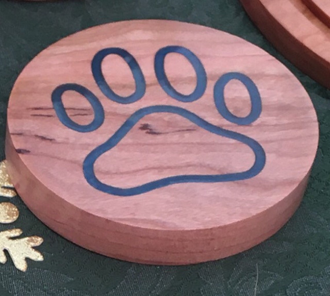 Paw Print Engraved Wood Coasters Personalized / Resin Filled / - Etsy ...