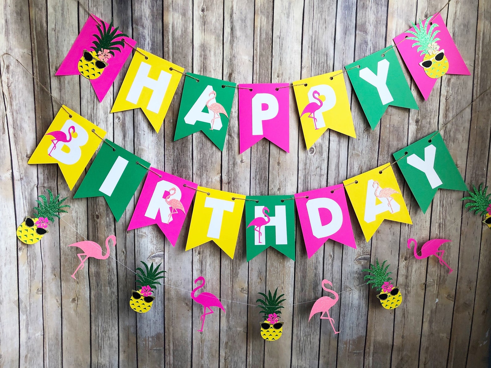 Pineapple Flamingo Birthday Party Banner First Birthday - Etsy