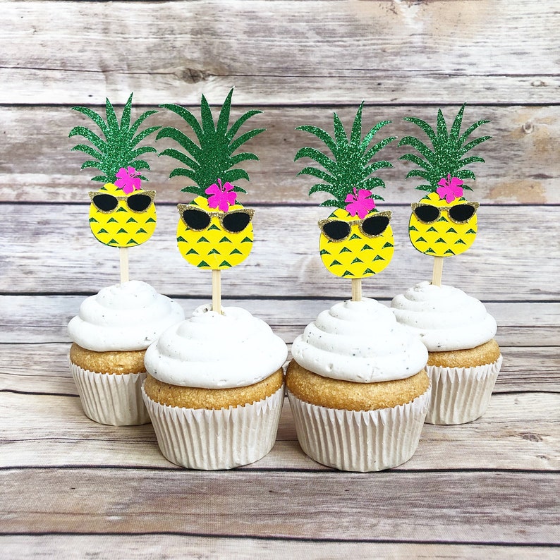 Pineapple Party Cupcake Toppers First Birthday Hawaiian - Etsy