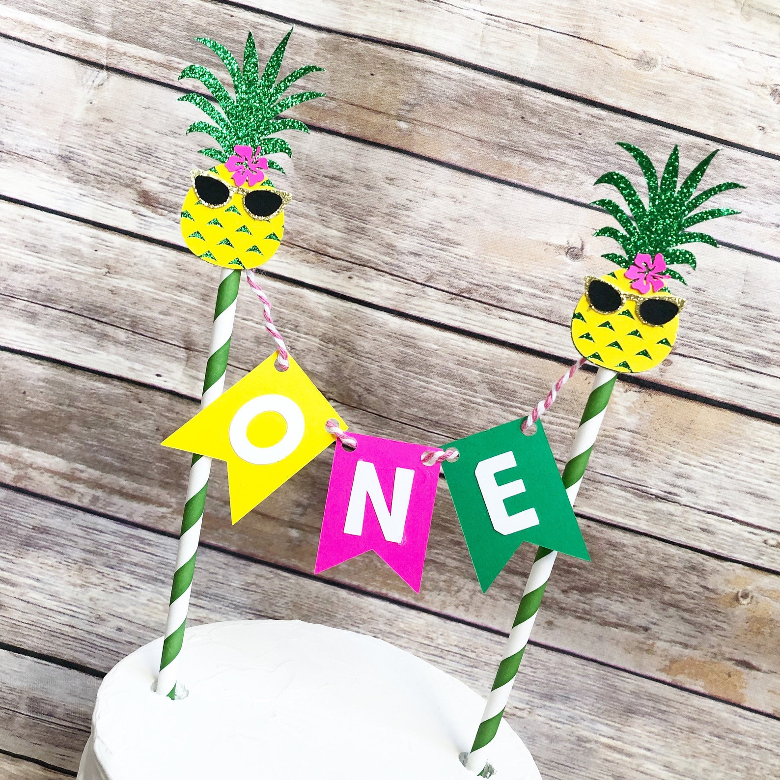 Pineapple Cake Bunting Cake Topper Birthday Party Smash | Etsy