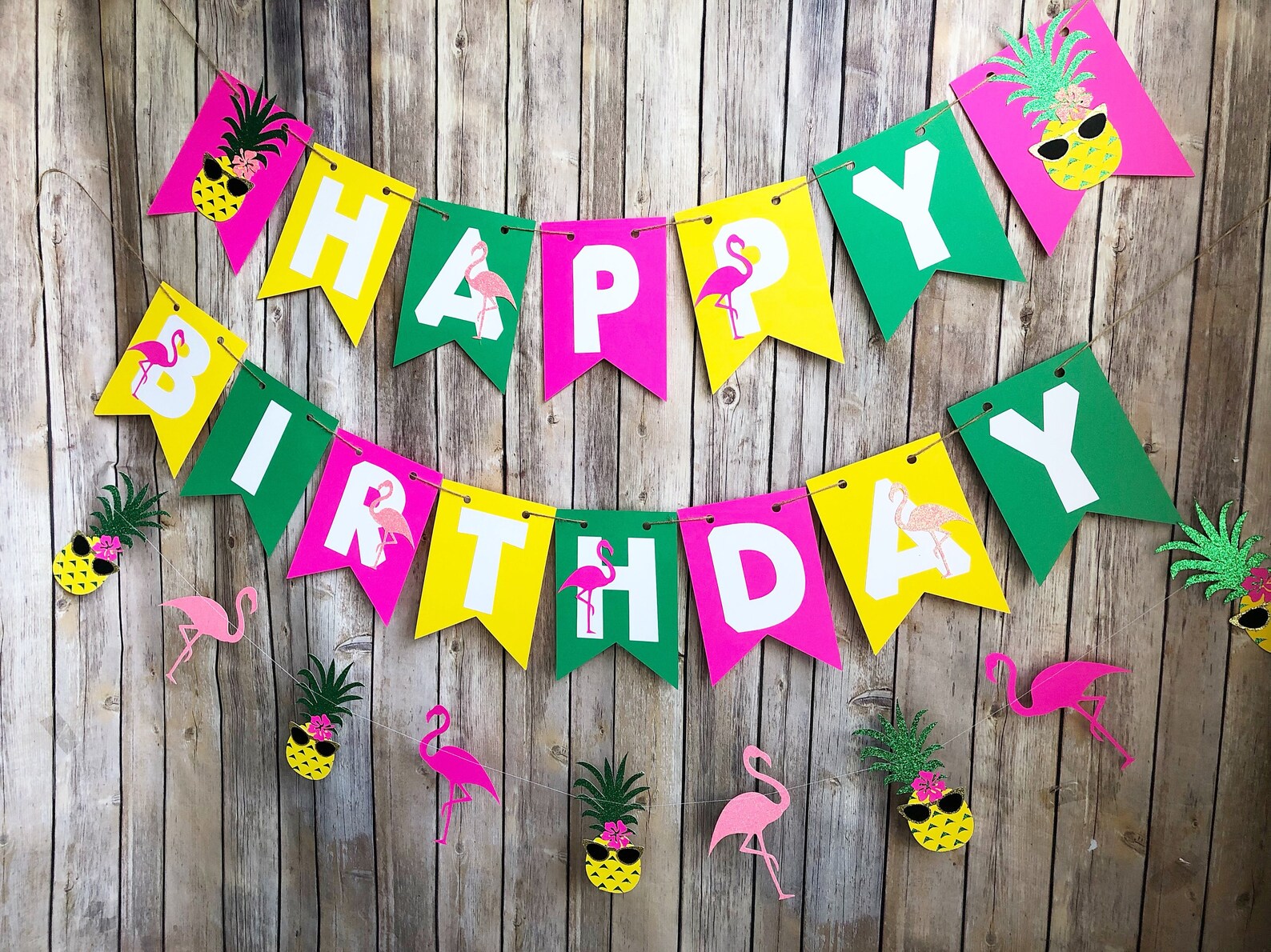 Pineapple Flamingo Birthday Party Banner First Birthday - Etsy