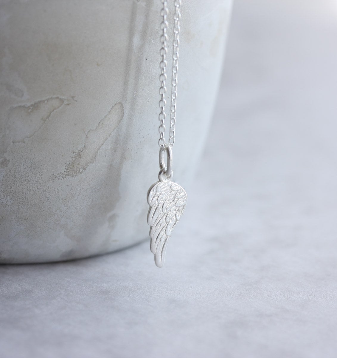 Angel wing necklace Dainty sterling silver charm necklace | Etsy