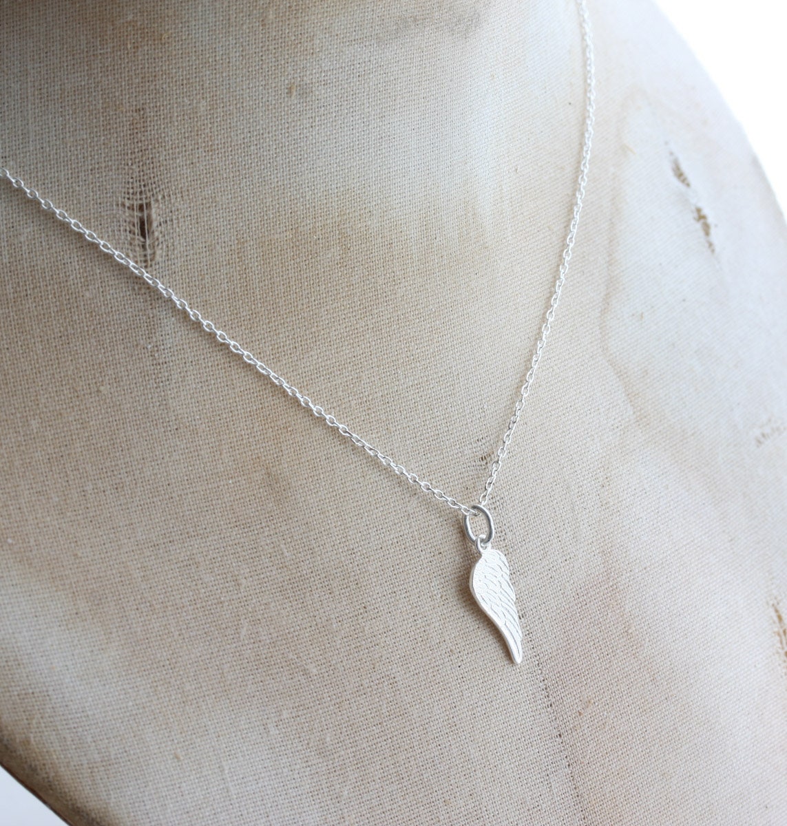 Angel wing necklace Dainty sterling silver charm necklace | Etsy