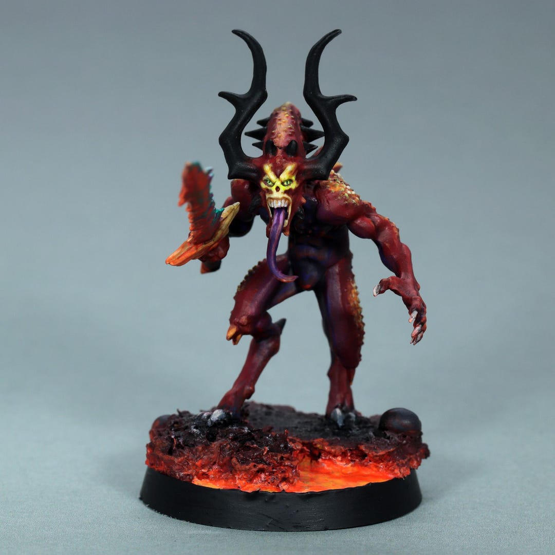 Painted Bloodletter Miniature, Paint Daemon of Khorne,warhammer Daemon ...