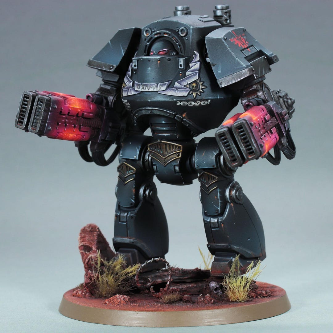 Painted Contemptor Dreadnought Miniature, Painted Dark Angels Horus ...